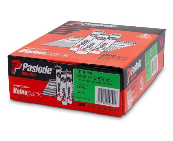 PASLODE IMP 50X2.87MM SMOOTH HOT DIPPED GALV (3000/BOX) FOR FRAMEMASTE ...