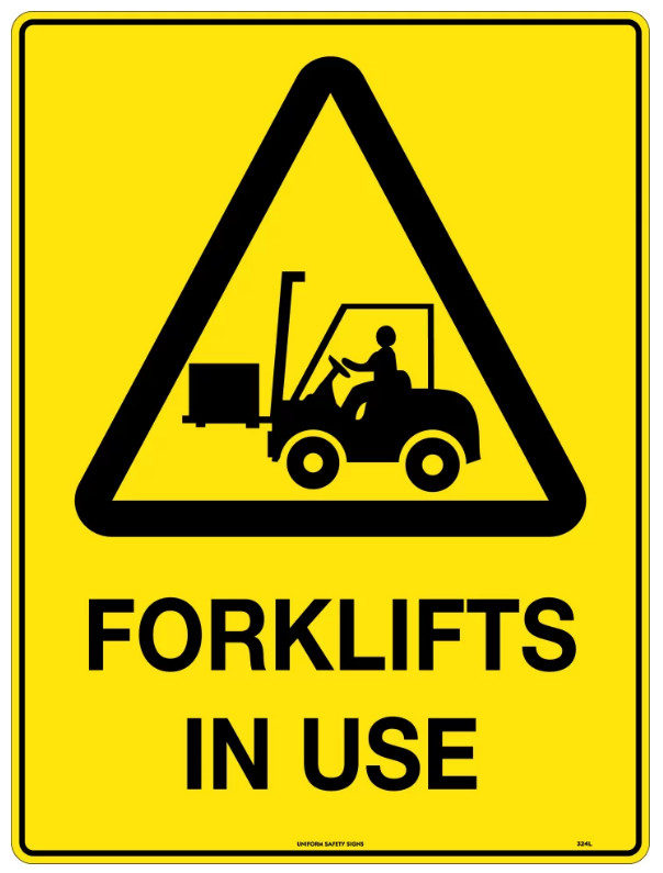 CAUTION FORKLIFTS IN USE - 600 X 400MM - POLY – POPS Industrial